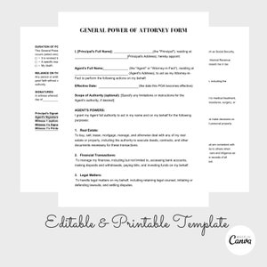 General Power of Attorney, POA, General Power of Attorney Form ...