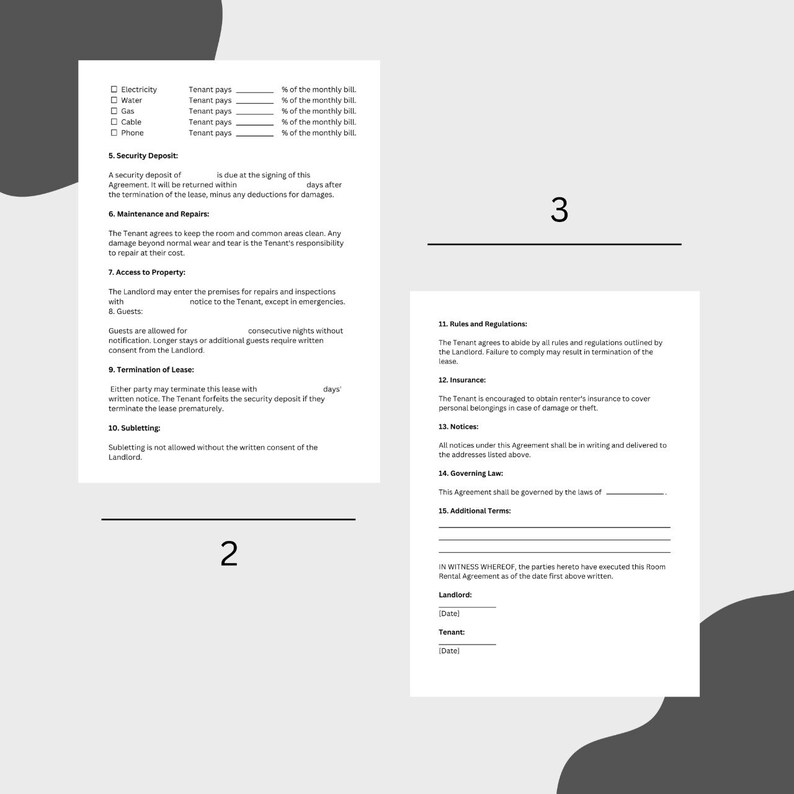 Room Rental Agreement, Rent Room, Room Lease Agreement, Rental Contract ...