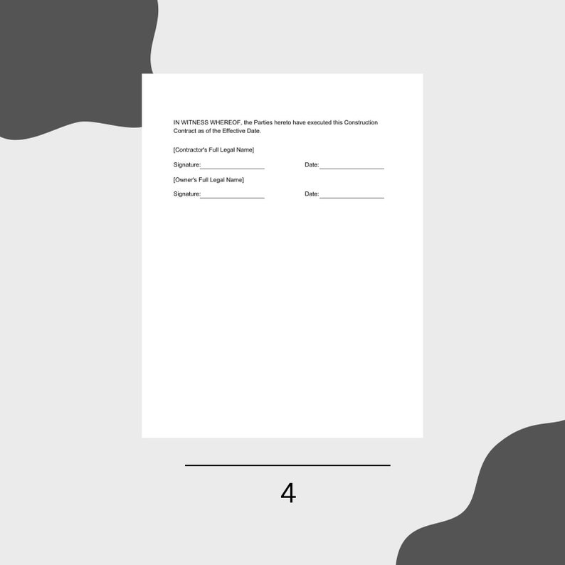 Editable Construction Contract, Contractor Contract Template, Simple ...