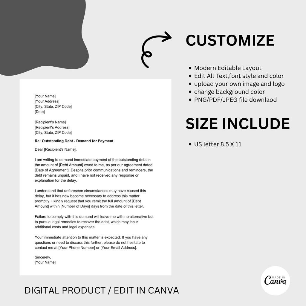 Demand Letter Template PDF, Legal Notice, Real Estate Form - Etsy