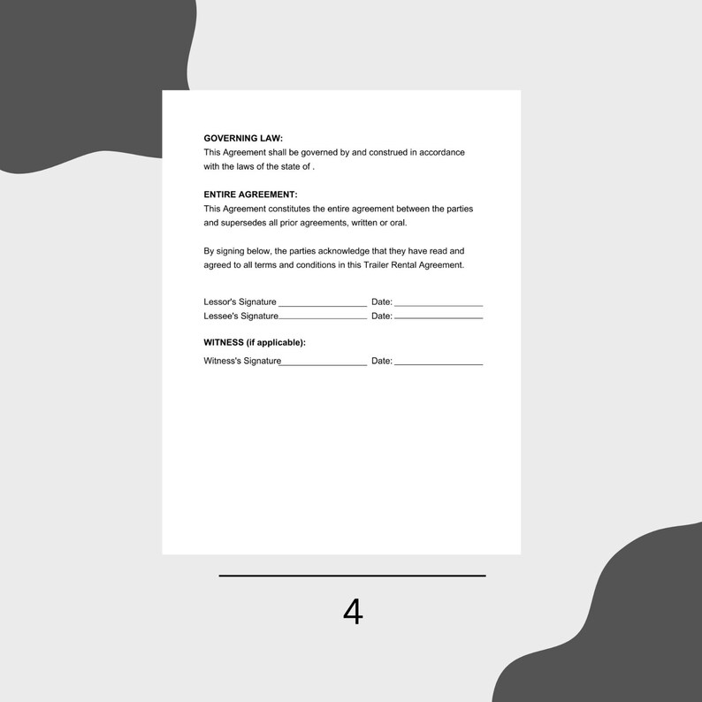 Trailer Rental Agreement, Trailer Lease Contract, Trailer Rental ...