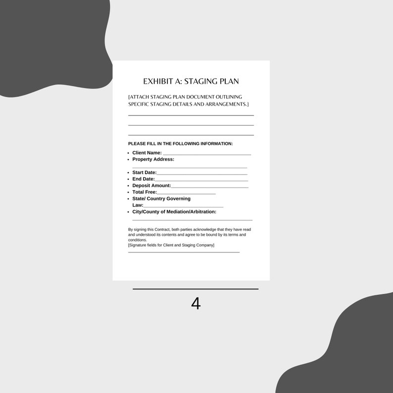 Home Staging Contract Template, Home Staging Agreement, Home Staging Form, Real Estate Form PDF ...