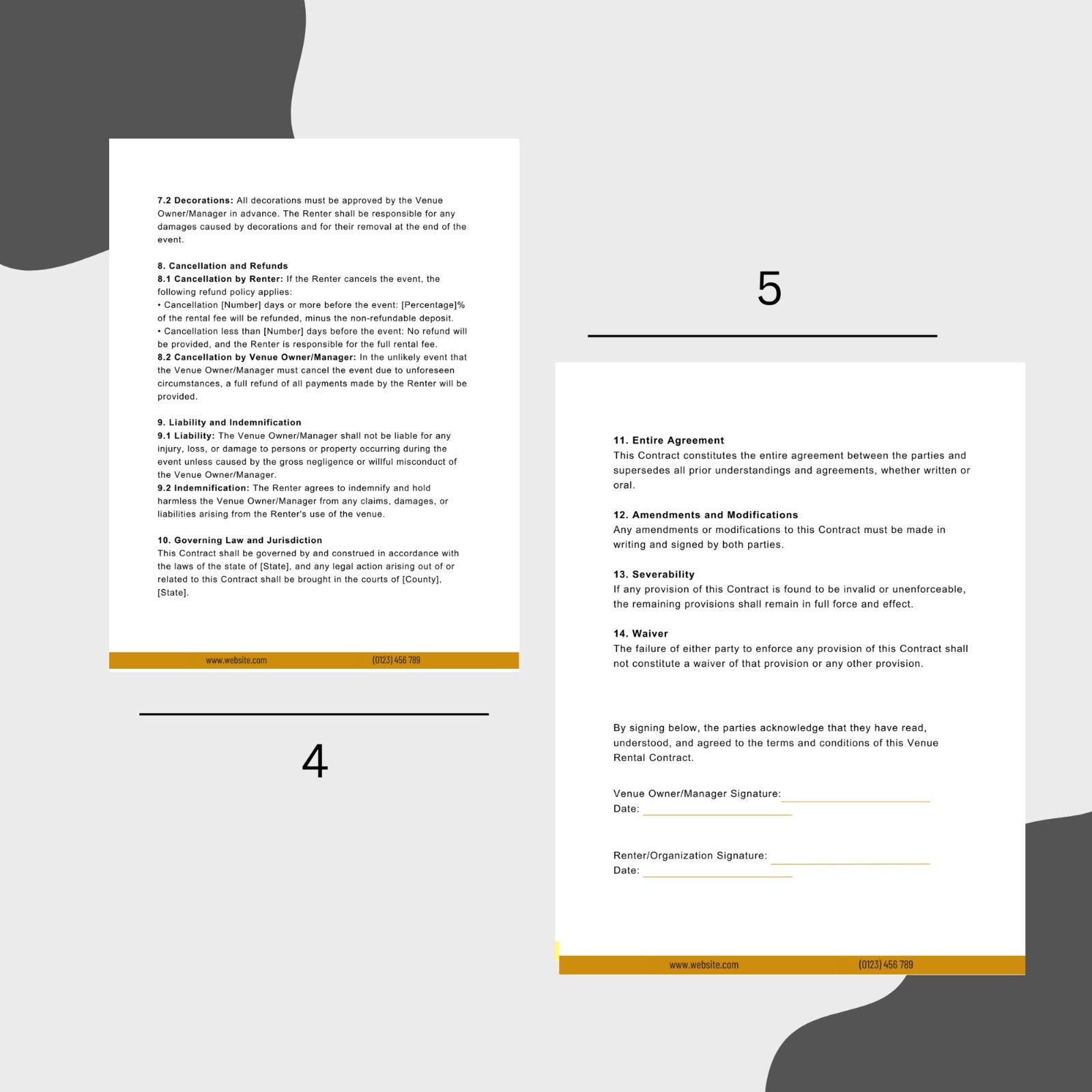 Venue Rental Contract, Wedding Venue Contract, Venue Rental Agreement ...