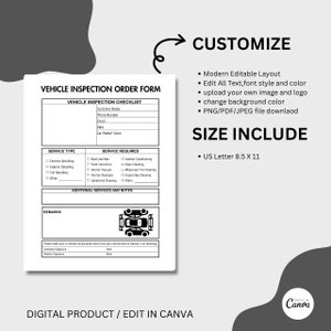 Auto Detailing Work Order Temple, Vehicle Inspection Checklist ...