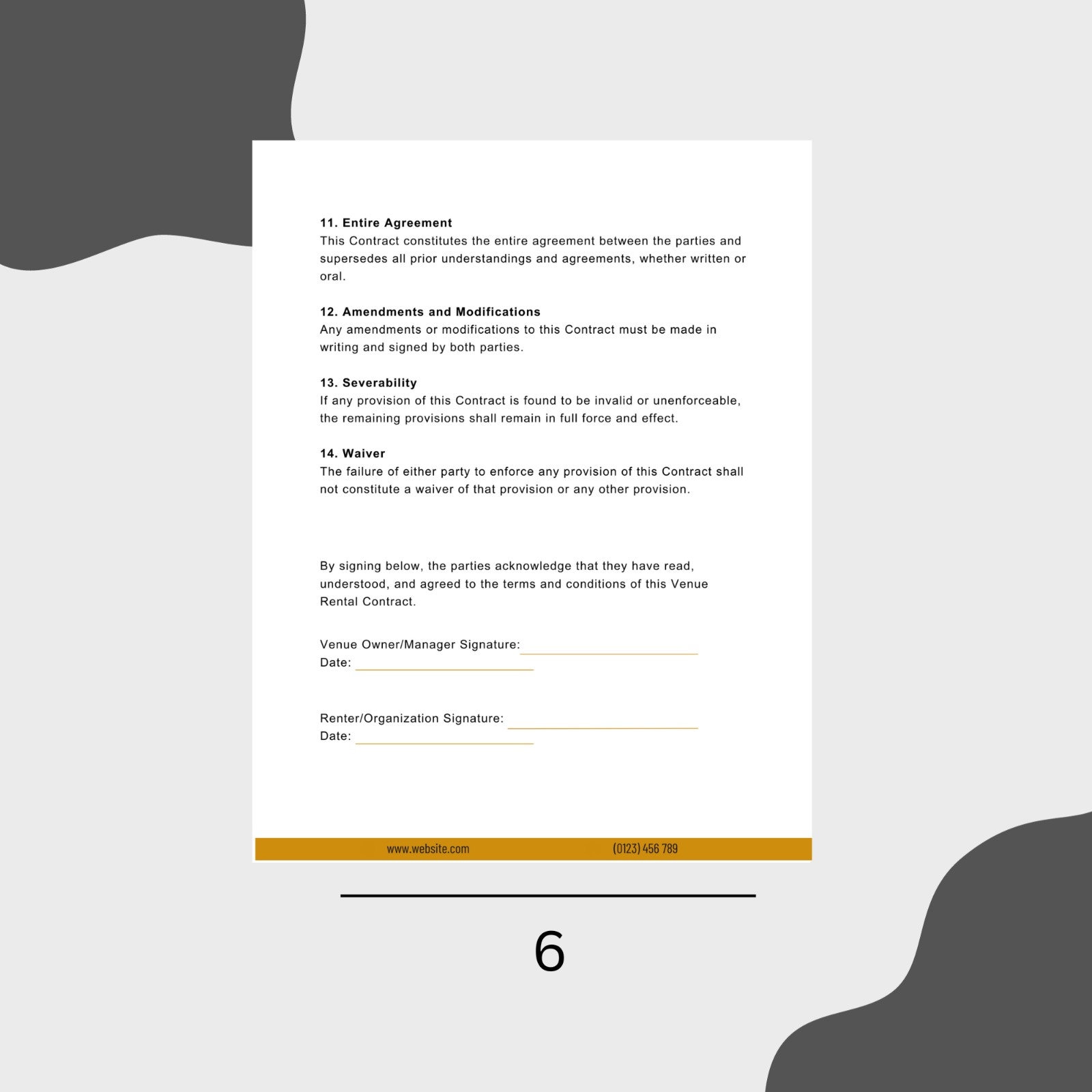 Venue Rental Contract, Wedding Venue Contract, Venue Rental Agreement ...