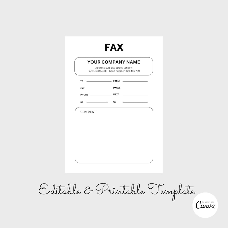 Fax Cover Sheet Template, Office Stationery Fax Editable Form, HR ...