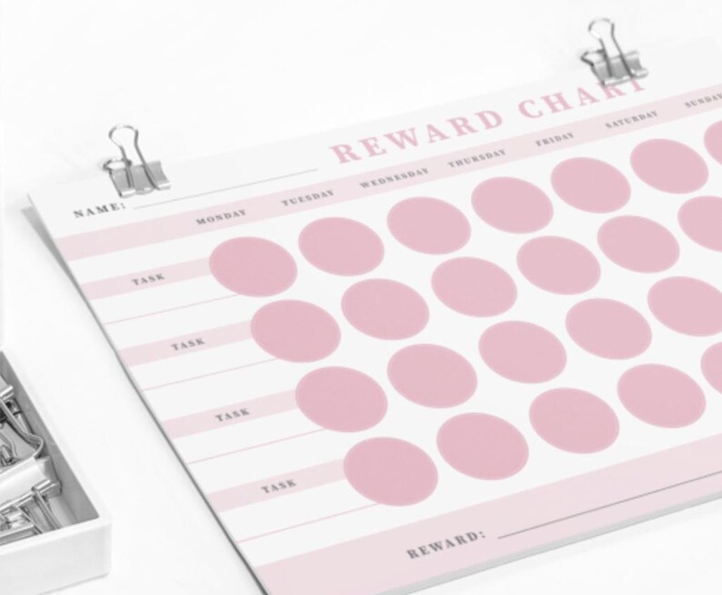 Reward Chart - PINK | Printable, Instant Download | Kids Chore Chart or ...