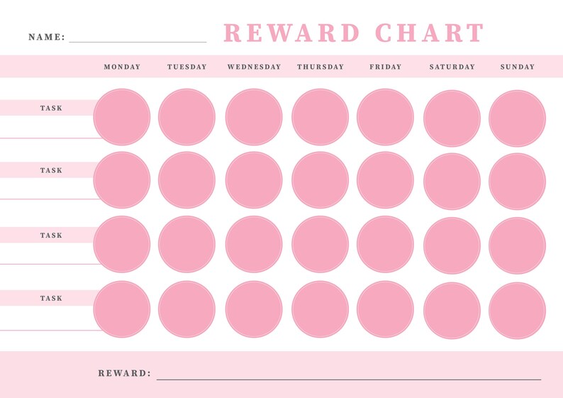 Reward Chart - PINK | Printable, Instant Download | Kids Chore Chart or ...