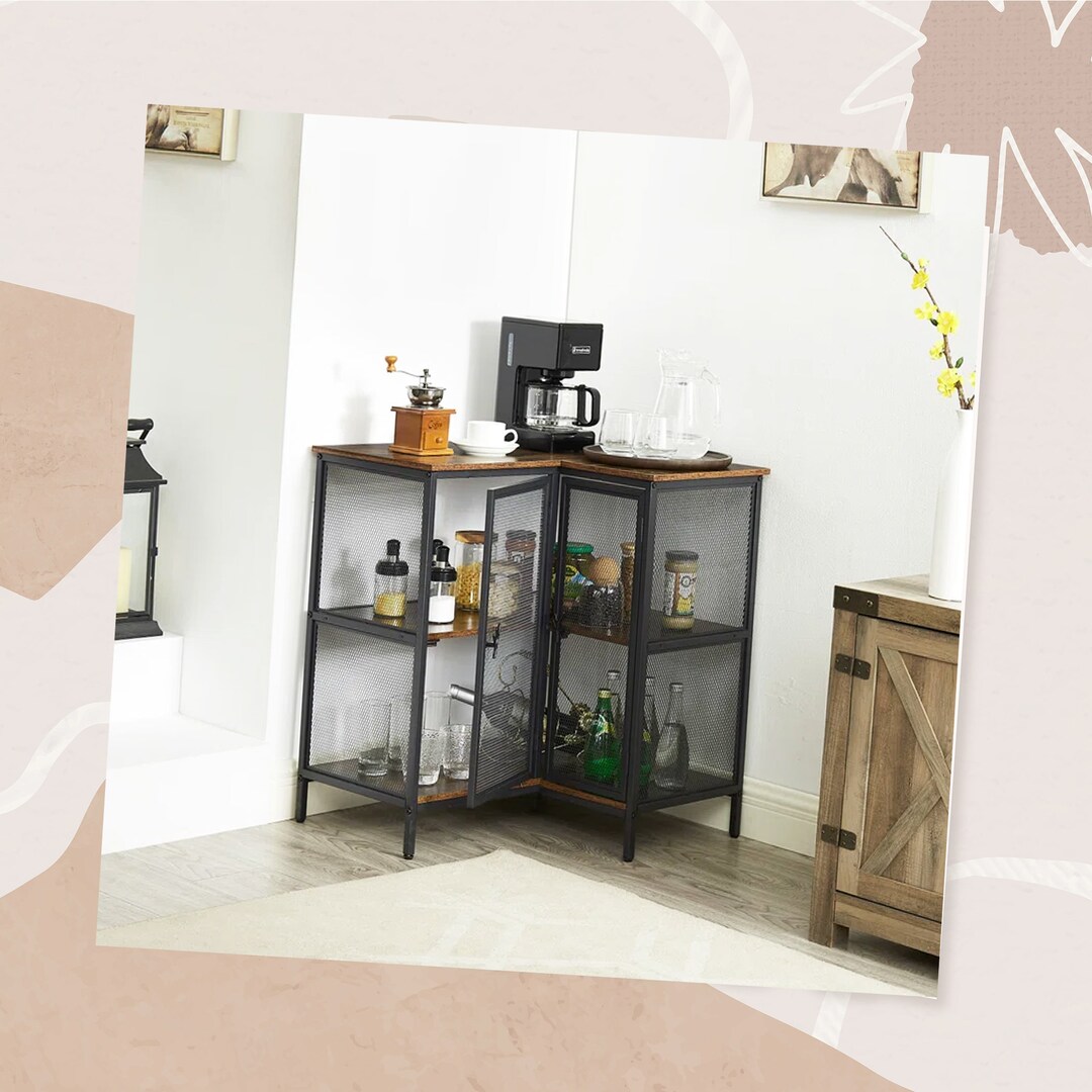 L-shaped Cabinet Coffee Bar Storage Cabinet Perfect for - Etsy