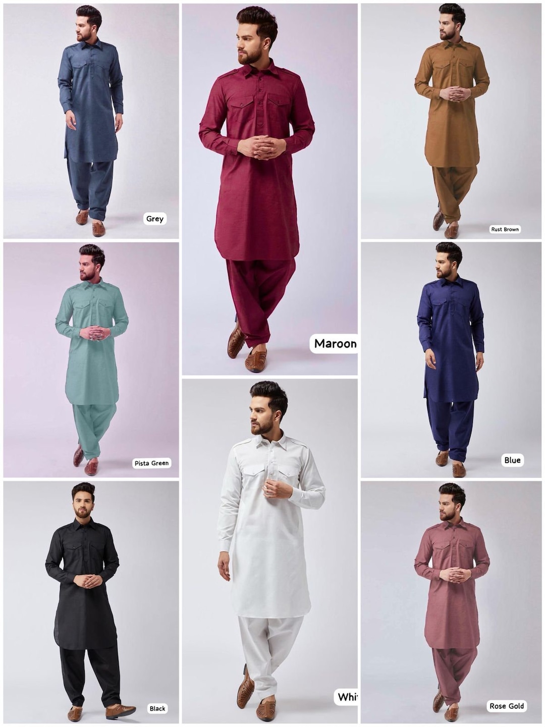 Men's Pathani Style Cotton Kurta With Pajama, Men's Kurta, Mens Kurta ...
