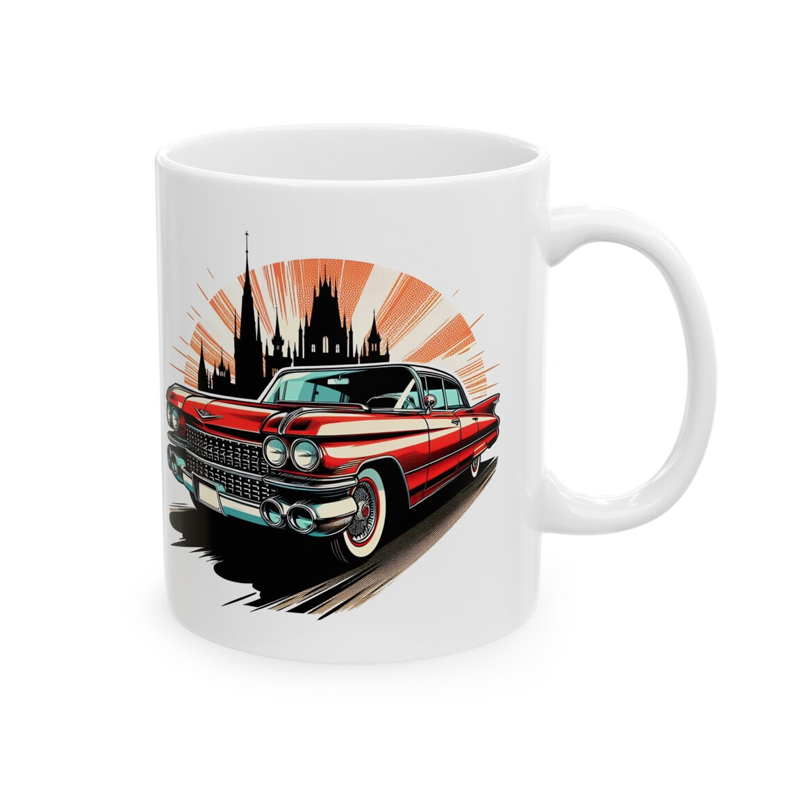 1959 Cadillac Eldorado Mug Classic Car Enthusiast 11oz Red Coupe Coffee ...