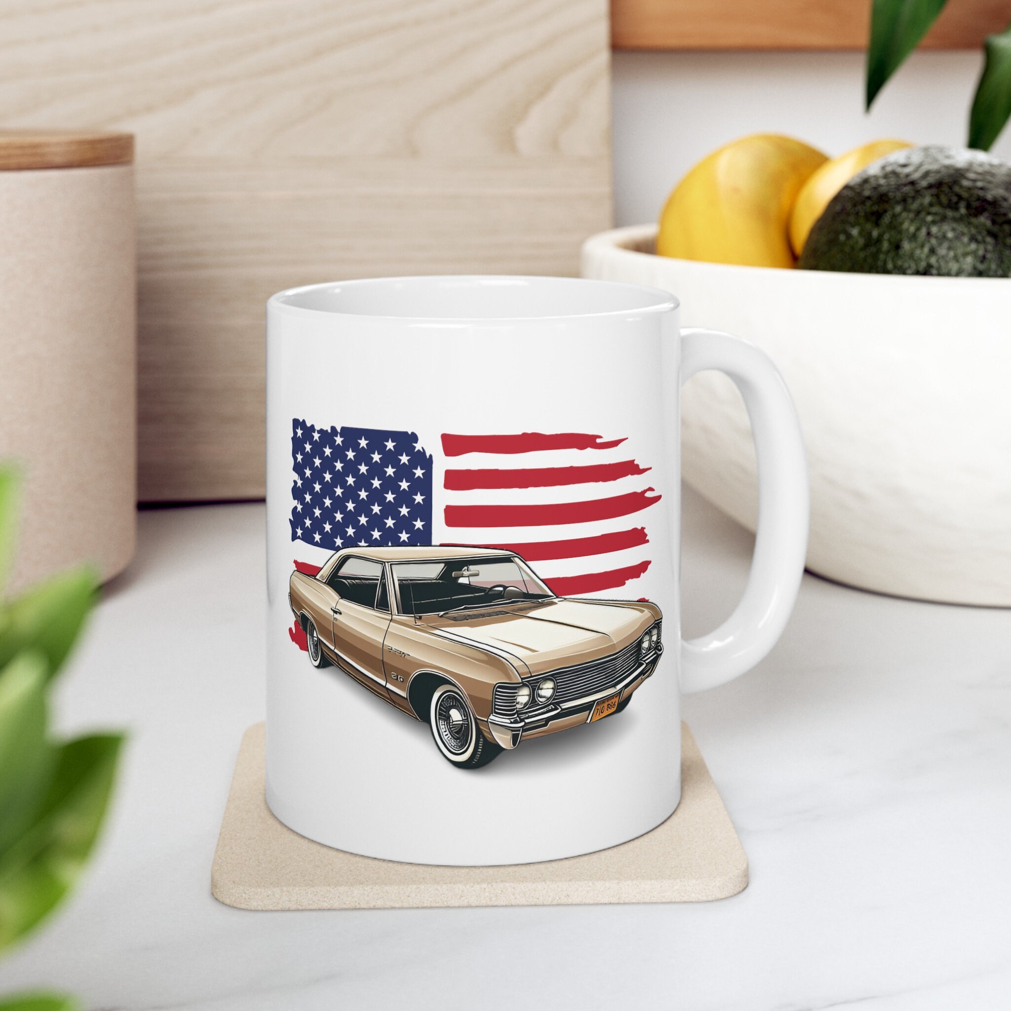 1963 Buick Riviera Mug With American Flag, Sand-colored Classic Car ...