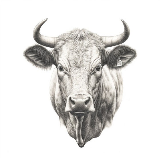 Bull Head Drawing Realistic