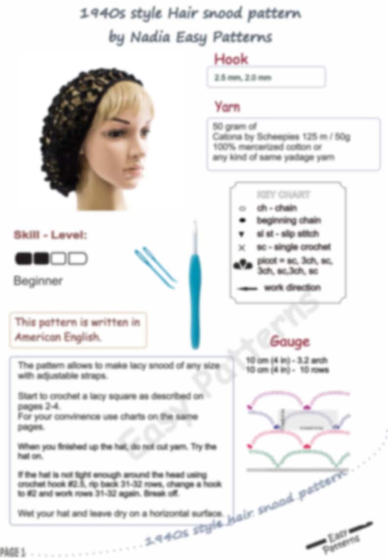1940s Crochet Hair Net Pattern Easy Crochet Black Hair Snood Tutorial ...