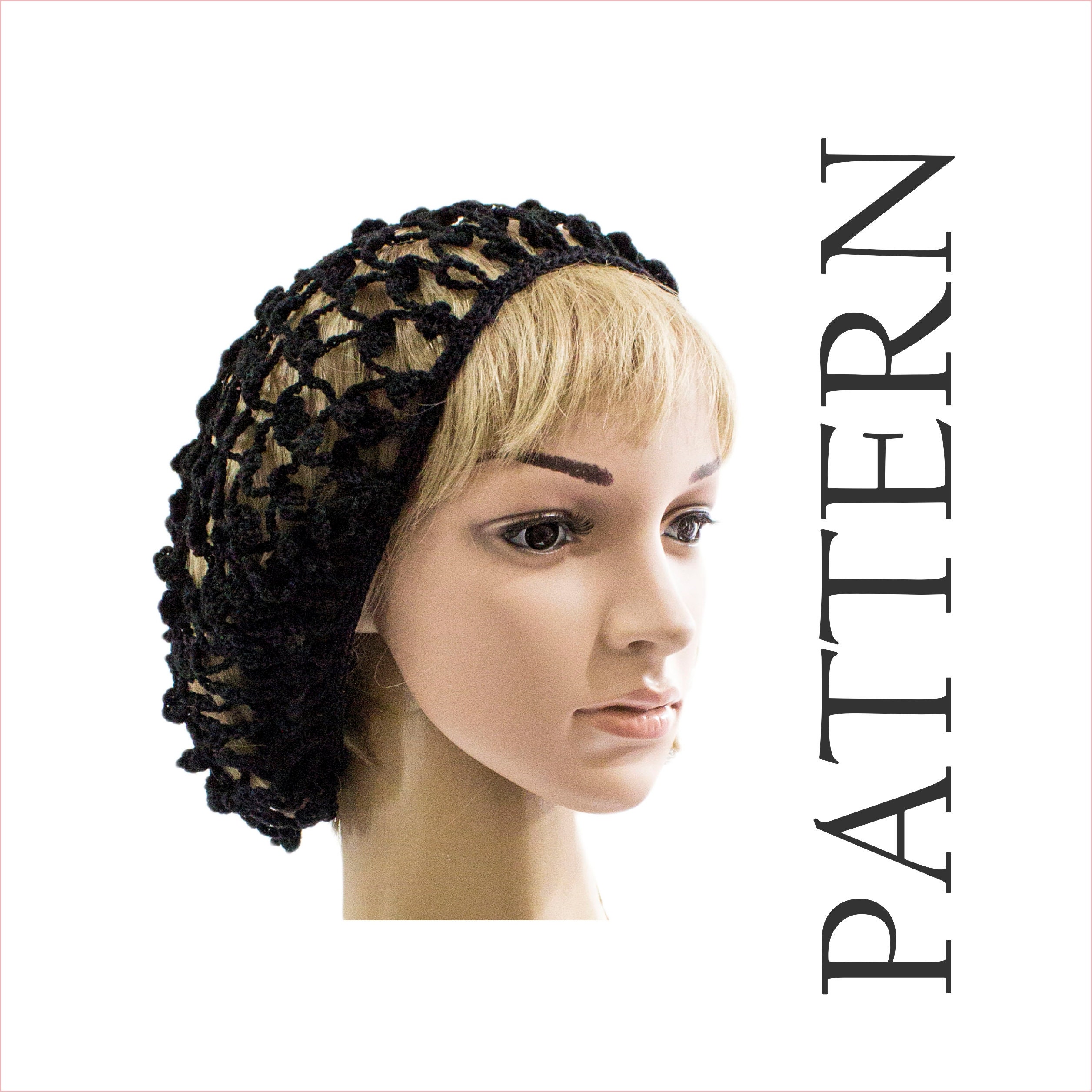 1940s Crochet Hair Net Pattern Easy Crochet Black Hair Snood Tutorial ...