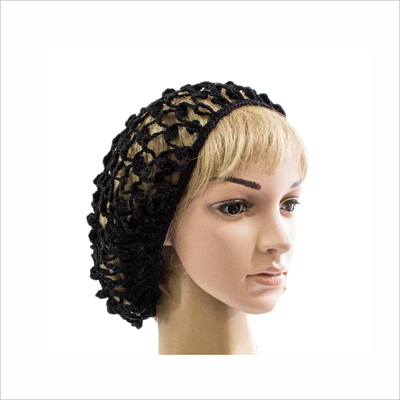 1940s Crochet Hair Net Pattern Easy Crochet Black Hair Snood Tutorial ...