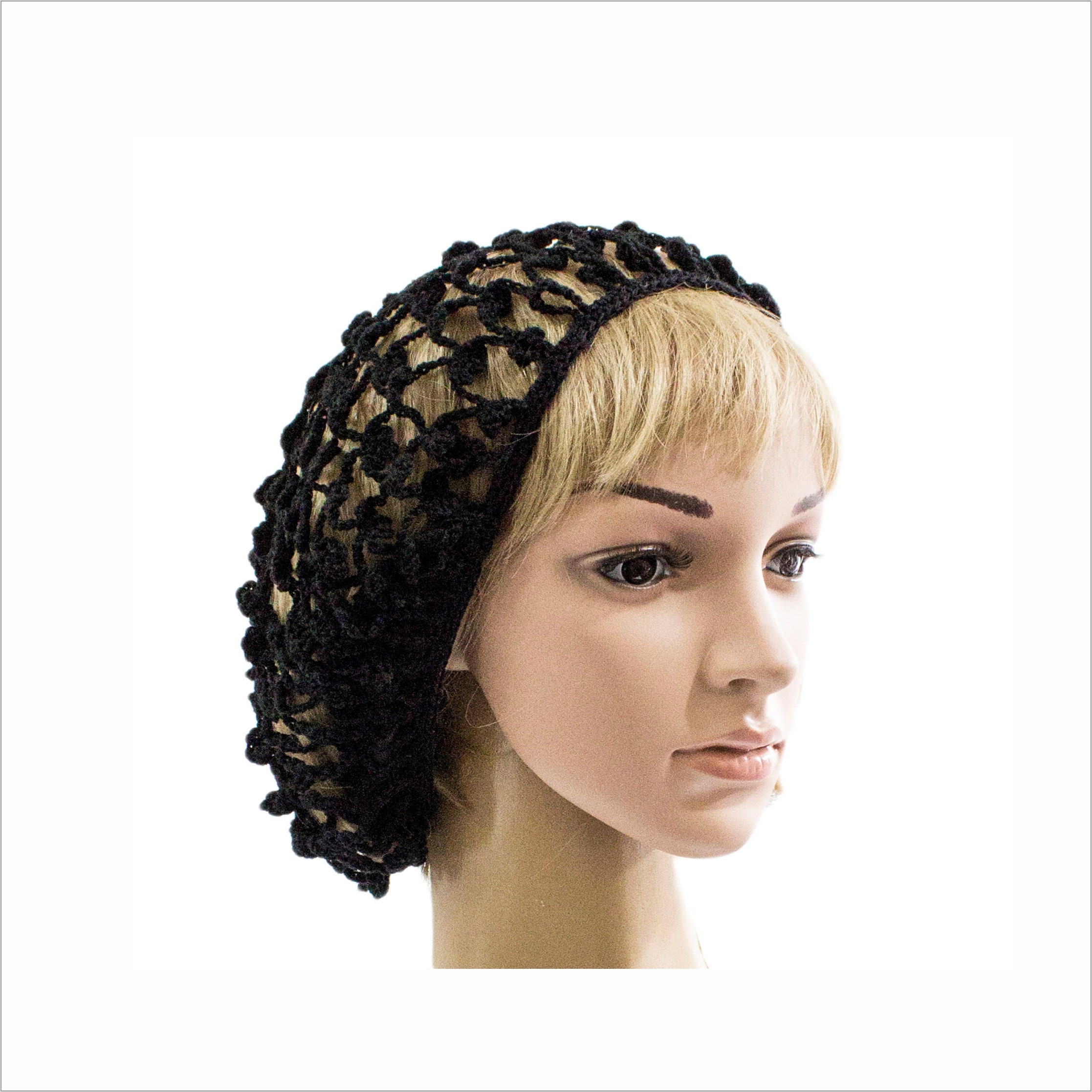 1940s Crochet Hair Net Pattern Easy Crochet Black Hair Snood Tutorial ...