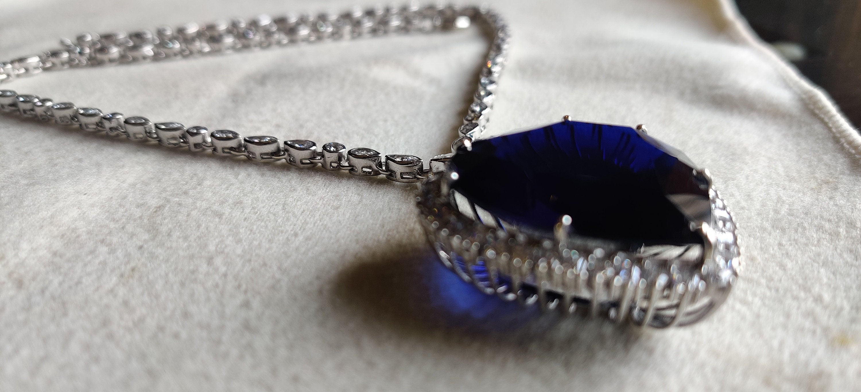 Titanic Necklace, Heart of the Ocean Necklace, Blue Sapphire Heart Cut ...