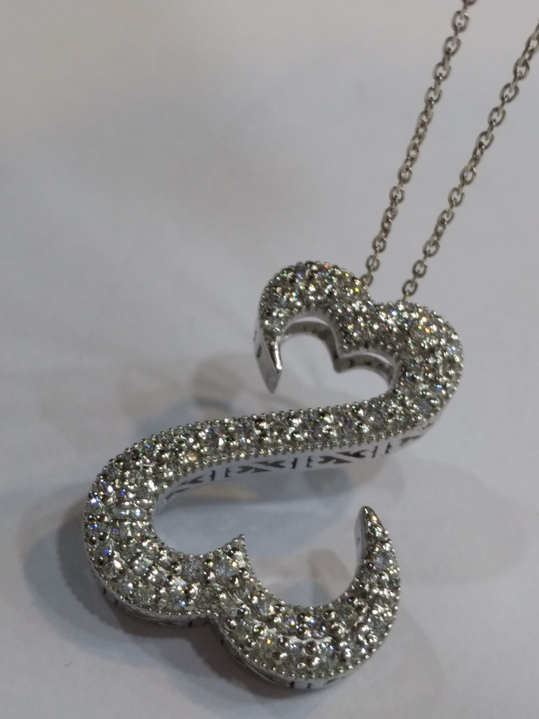 14k White Gold Over Jane Seymour Open Heart Diamond Pendant Necklace ...