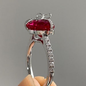 Ruby Red Heart Ring/ Solid Sterling Silver/ 2ct Simulated Ruby Love ...