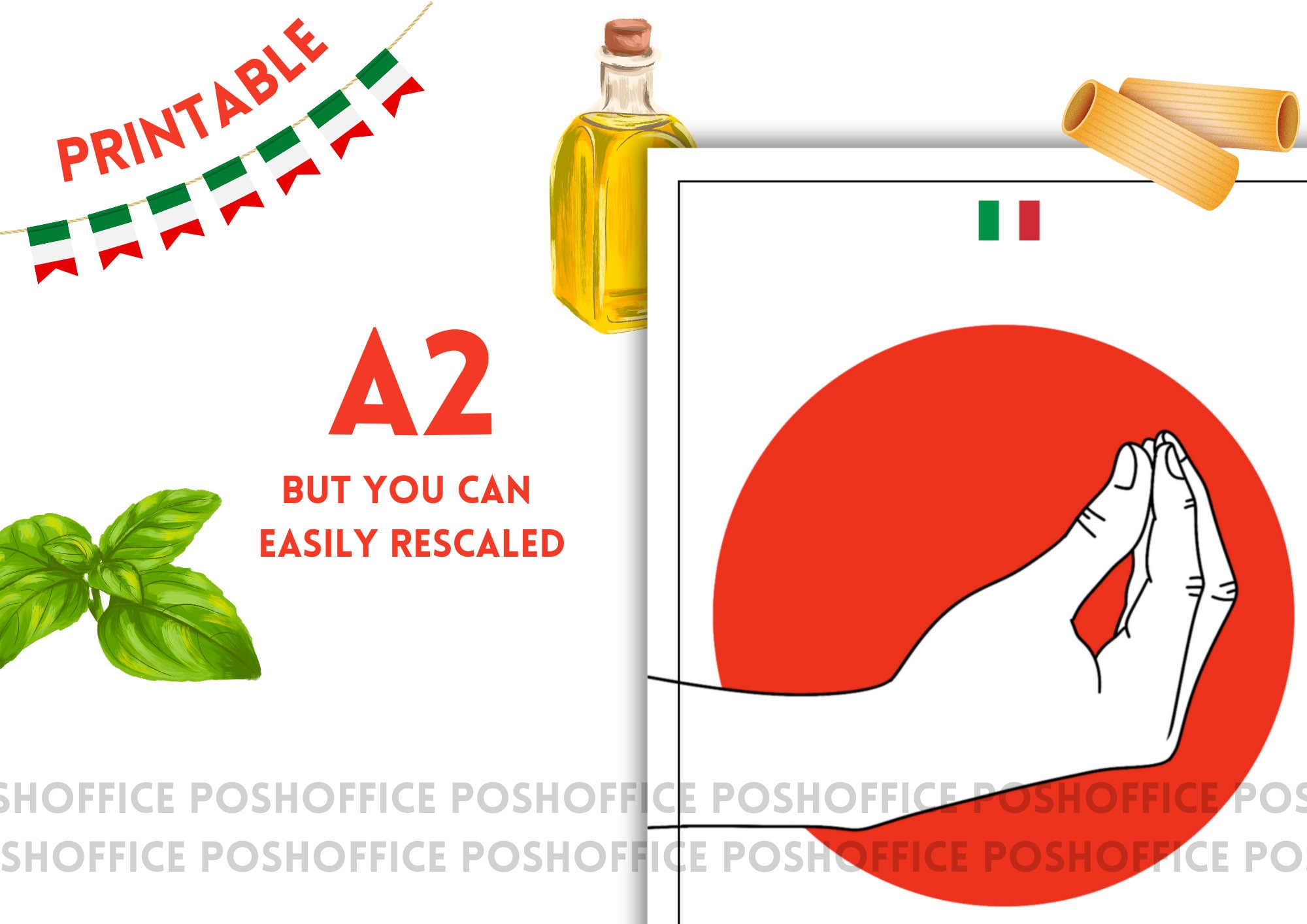 Italian Hand Gesture Poster Printable Art Wall Decoration Funny Italian ...