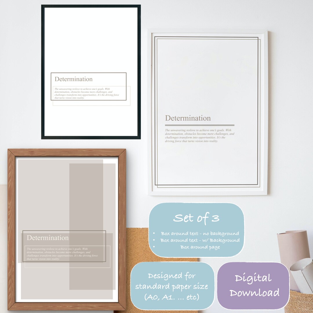 Printable Word Definition Wall Decor Determination - Etsy