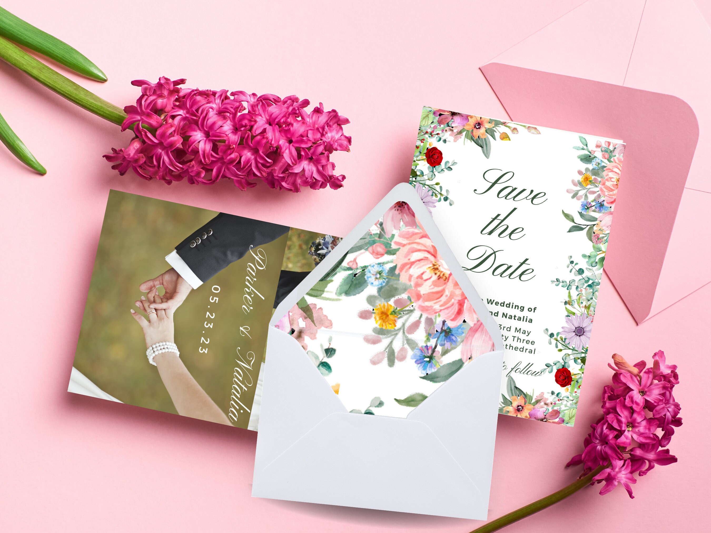 Summer Floral Wedding Envelope Liner Template, Summer Floral Printable ...