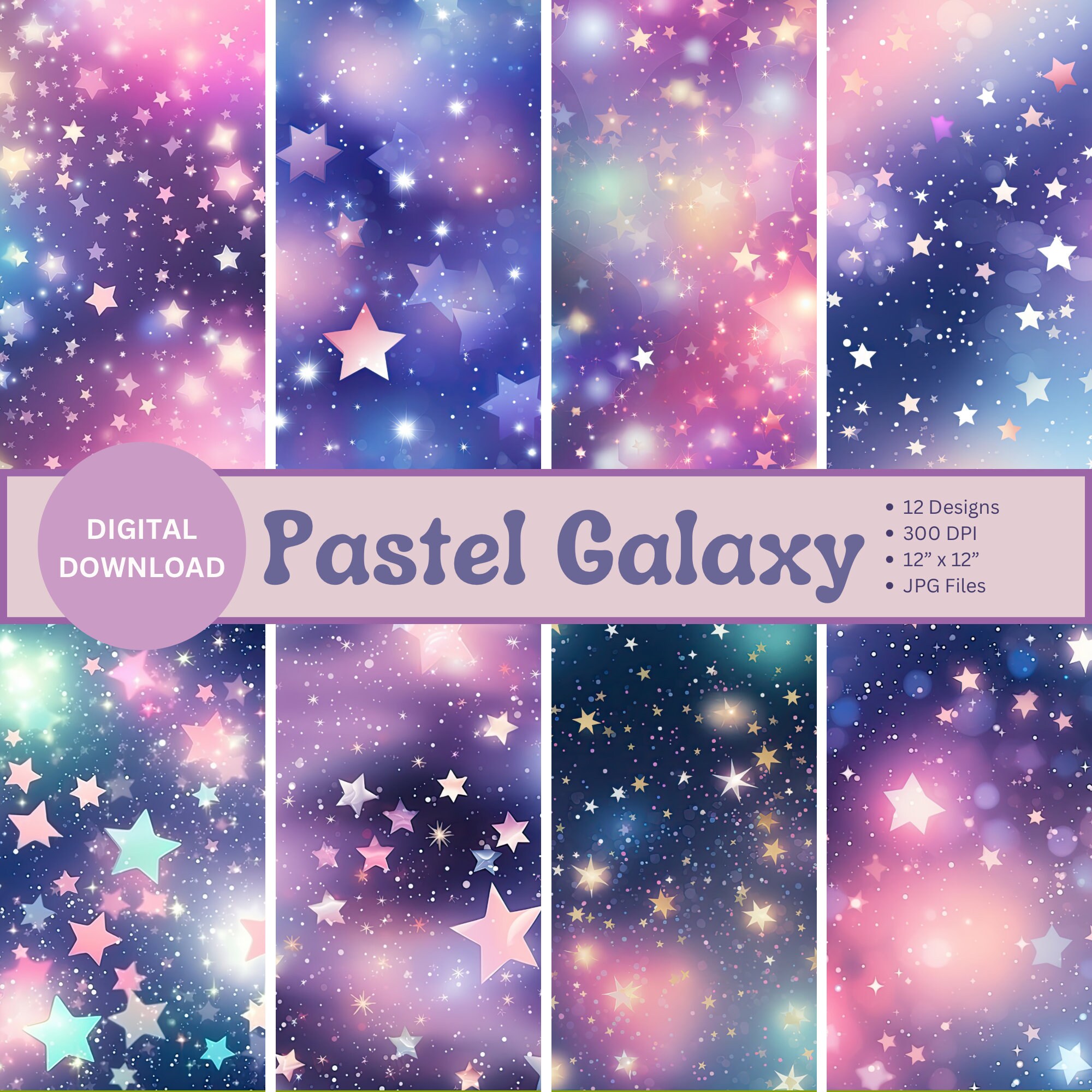 Pastel Galaxy Stars Paper, Seamless Pastel Galaxy Stars Celestial ...