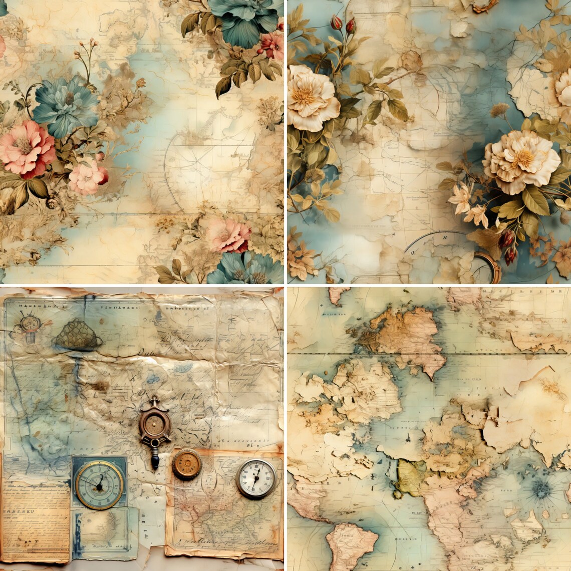 Vintage Maps Paper, Seamless Vintage Maps Printable Textures Printable ...