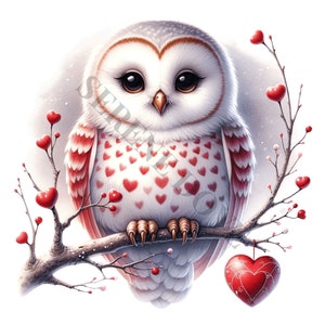 Owl With Hearts Clipart - 12 High Quality Pngs, Memory Book, Junk ...