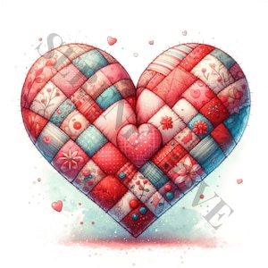 Patchwork Hearts Clipart - 12 High Quality Pngs, Memory Book, Junk ...