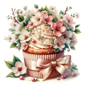 Spring Flowers Cupcake Clipart - 18 High Quality Pngs, Memory Books ...