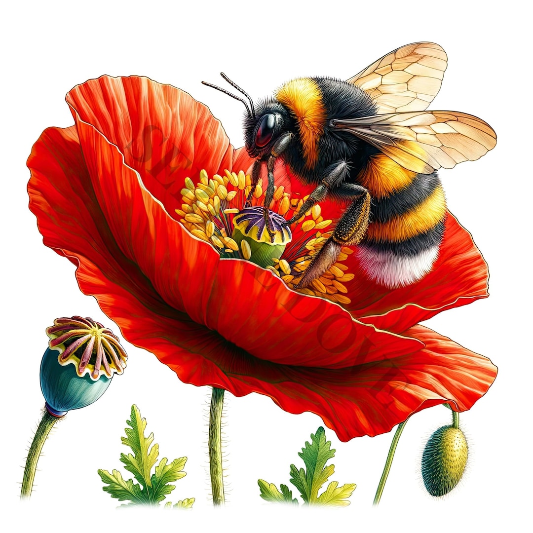 Bumblebee on Flower Clipart - 17 High Quality Pngs, Memory Book, Junk ...