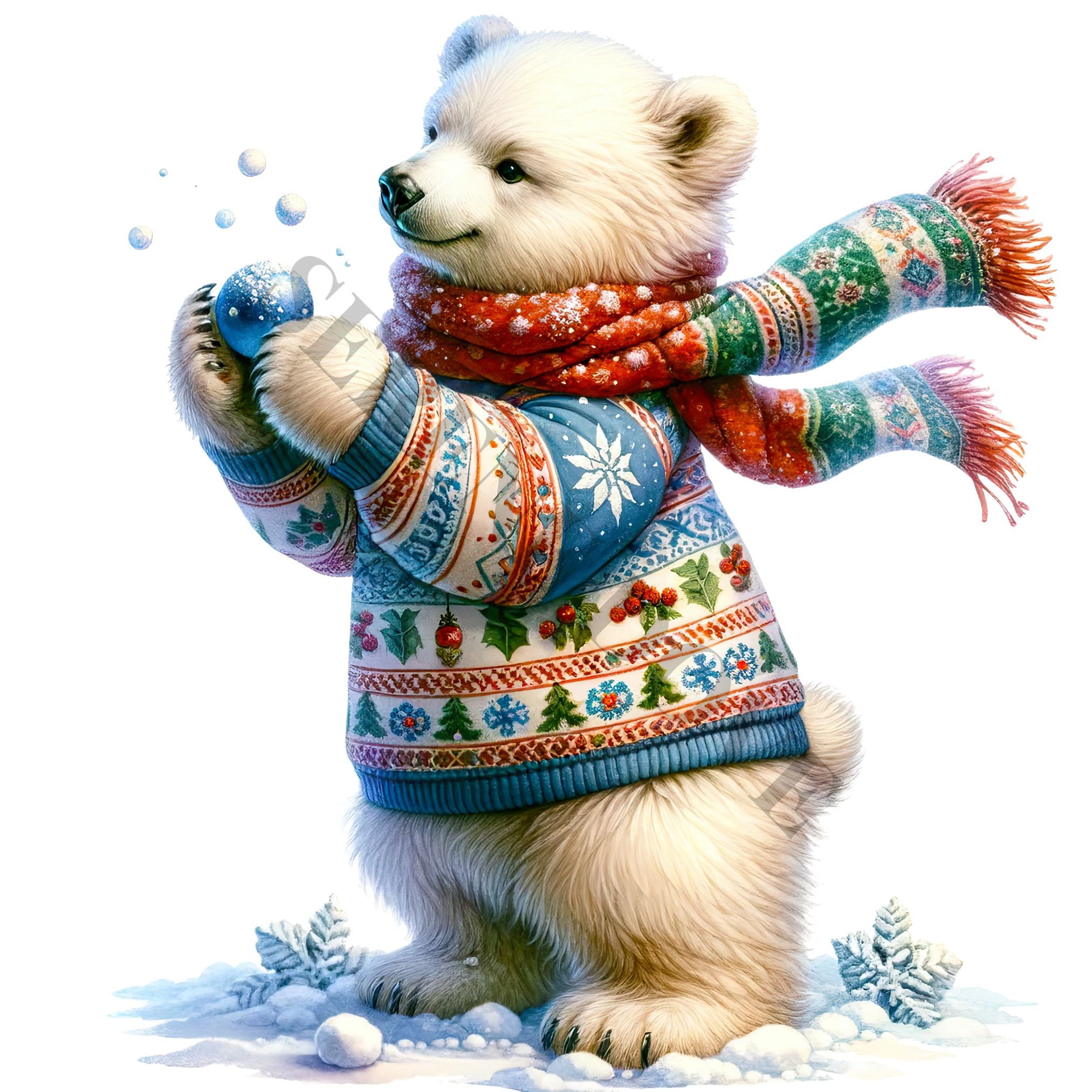 Winter Polar Bear Clipart 13 High Quality Pngs Memory Book - Etsy UK