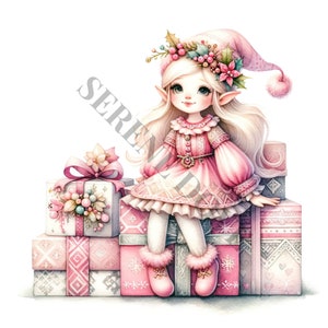 Pink Christmas Elf Clipart - 13 High Quality Pngs, Memory Book, Junk ...