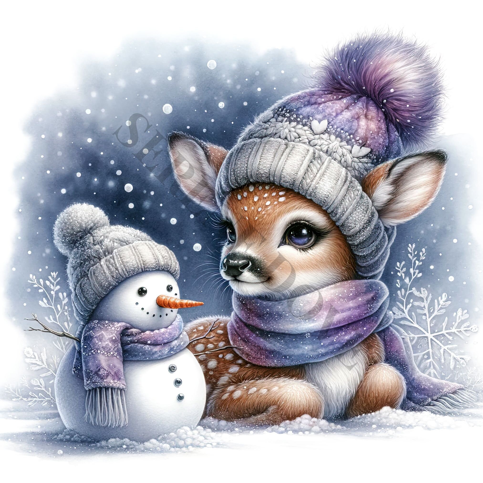 Winter Fawn Clipart - 18 High Quality Pngs, Memory Book, Junk Journals ...