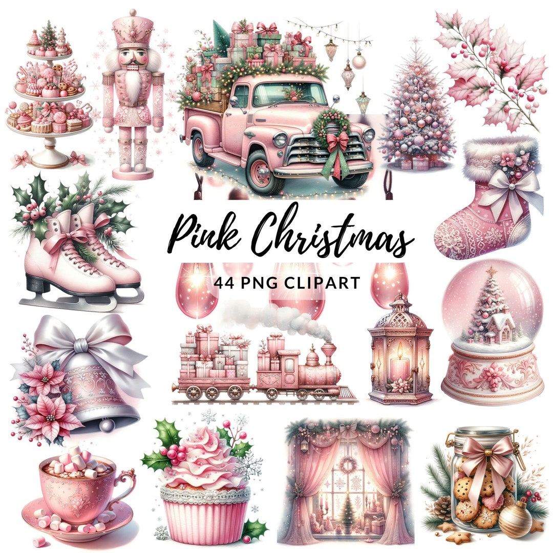 Pink Christmas Clipart - 44 High Quality Pngs, Memory Book, Junk ...