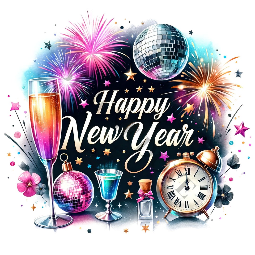 Happy New Year Set 3 Clipart - 12 High Quality Pngs, Memory Book, Junk ...