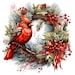 Christmas Red Cardinal Wreath Clipart - 12 High Quality Pngs, Memory ...