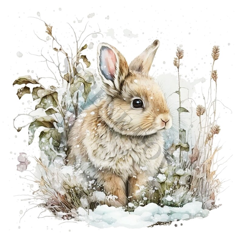 Winter Bunny Clipart - 12 High Quality Pngs, Digital Paper Crafting ...