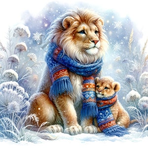 Winter Lion Clipart - 13 High Quality Pngs, Memory Books, Junk Journals ...
