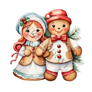 Gingerbread Couple Clipart - 12 High Quality Pngs, Digital Download ...