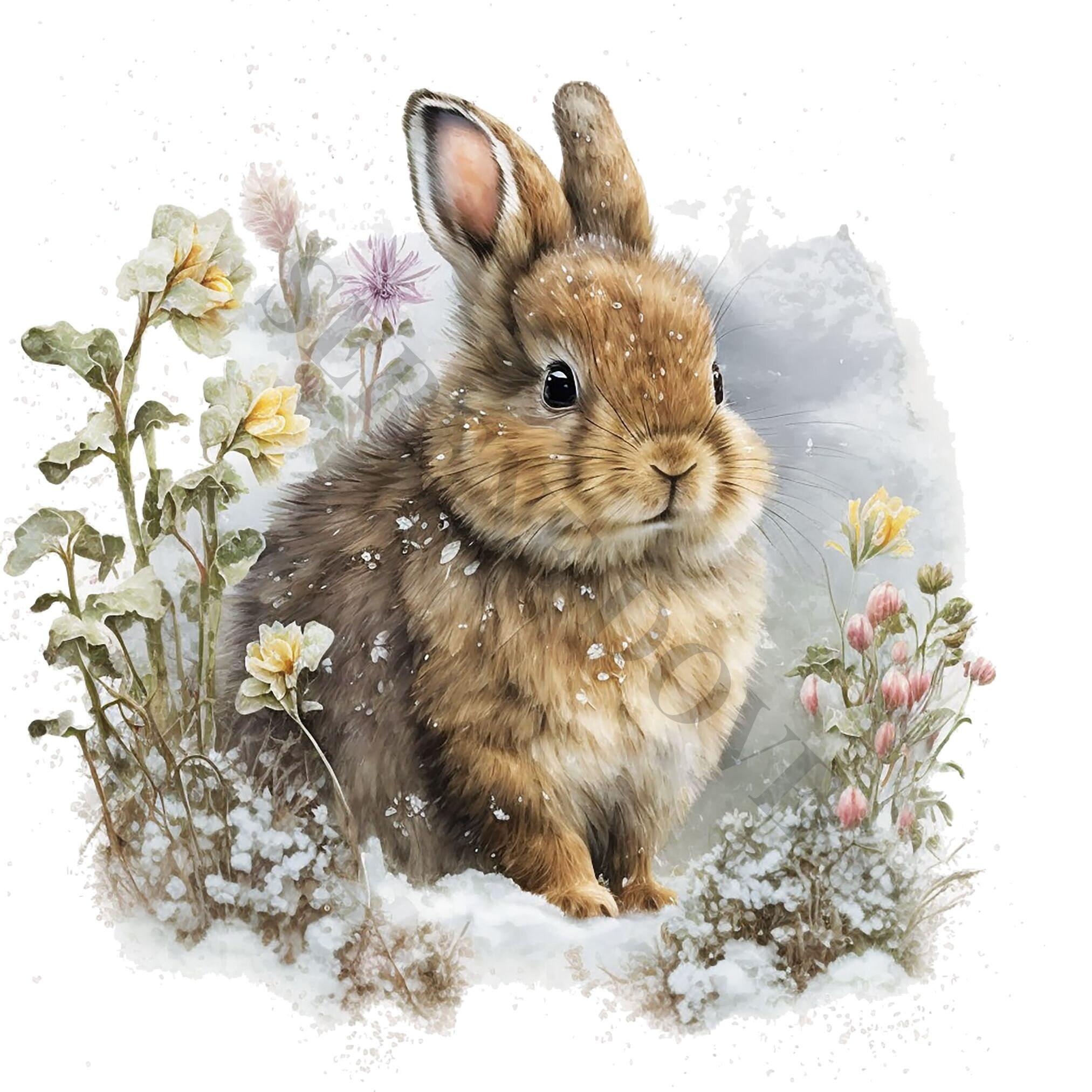 Winter Bunny Clipart - 12 High Quality Pngs, Digital Paper Crafting ...