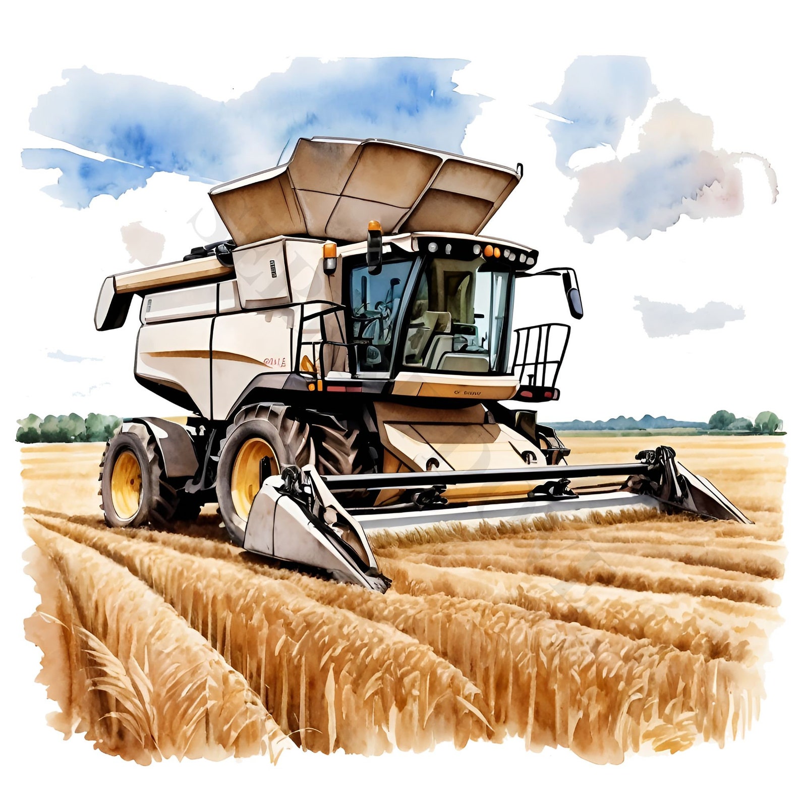 Combine Harvester Clipart - 12 High Quality Pngs, Digital Download ...