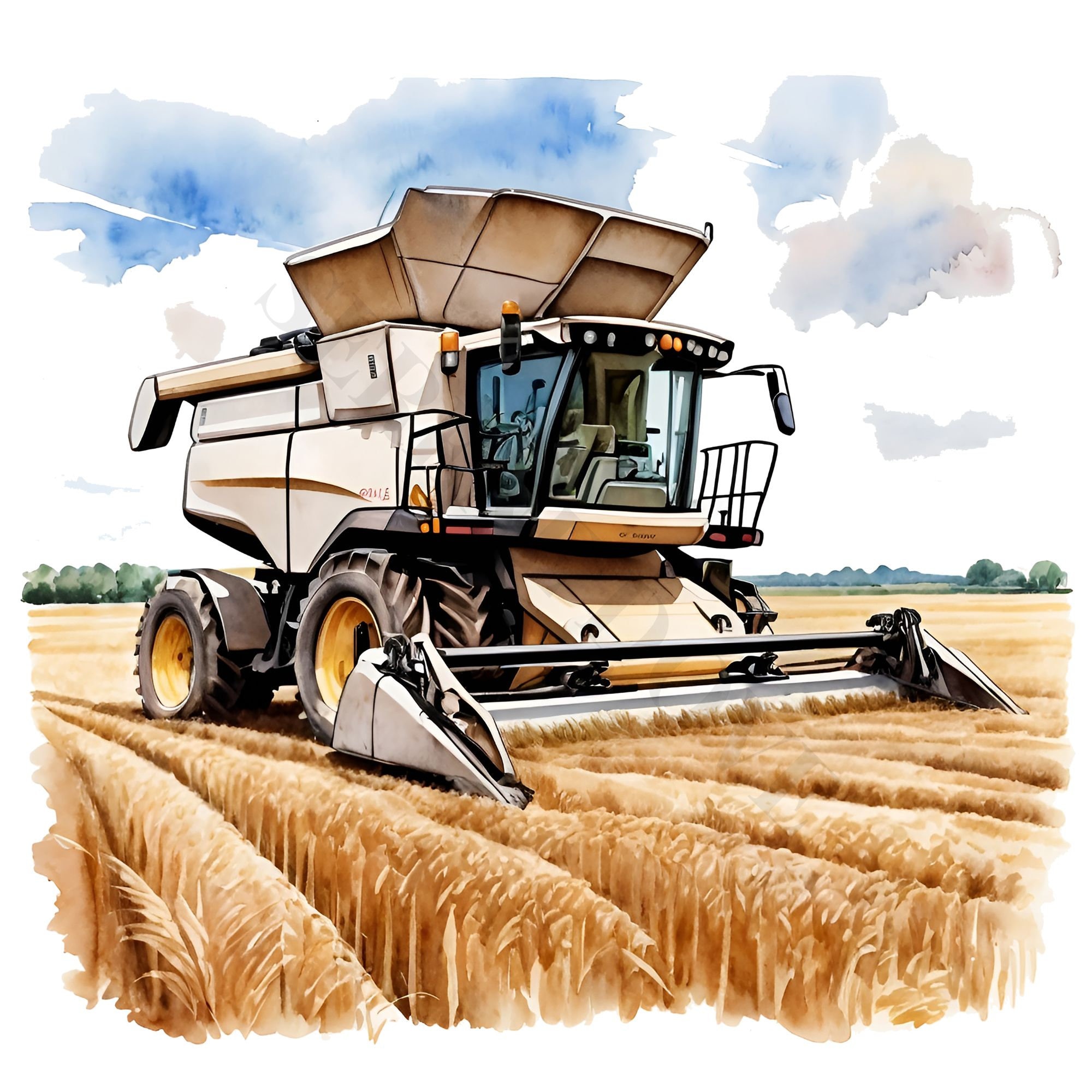 Combine Harvester Clipart - 12 High Quality Pngs, Digital Download ...