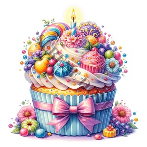 Birthday Cupcake Clipart - 16 High Quality Pngs, Memory Book, Junk ...