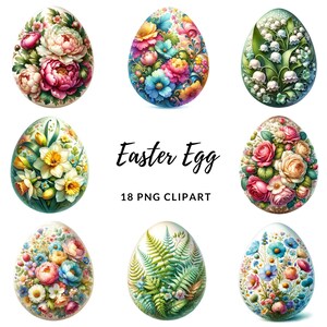 Floral Easter Egg Clipart - 18 High Quality Pngs, Memory Book, Junk ...