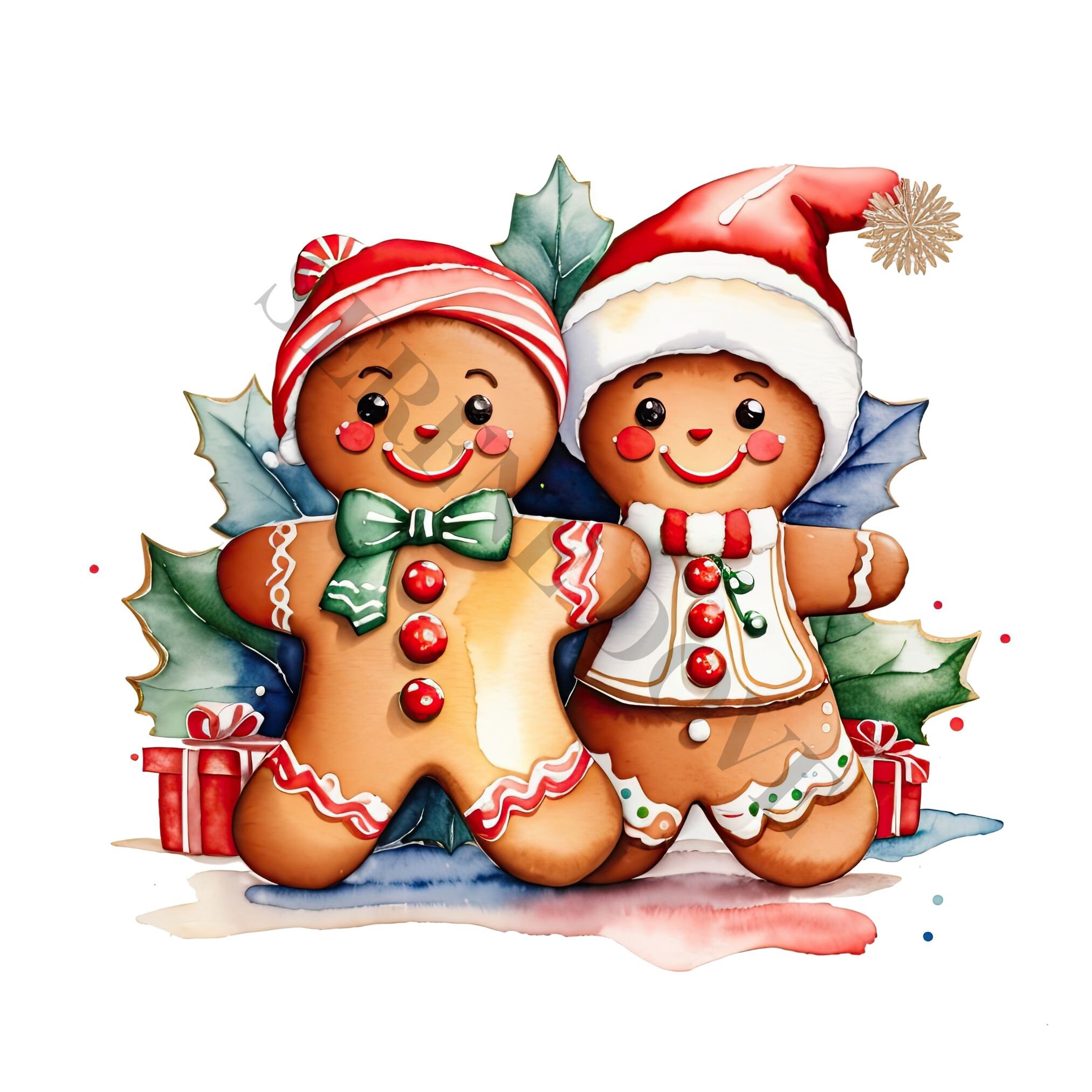 Gingerbread Boy and Girl Clipart - 12 High Quality Pngs, Digital ...