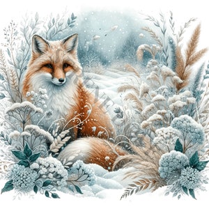 Winter Fox Clipart - 15 High Quality Pngs, Digital Download, Card ...