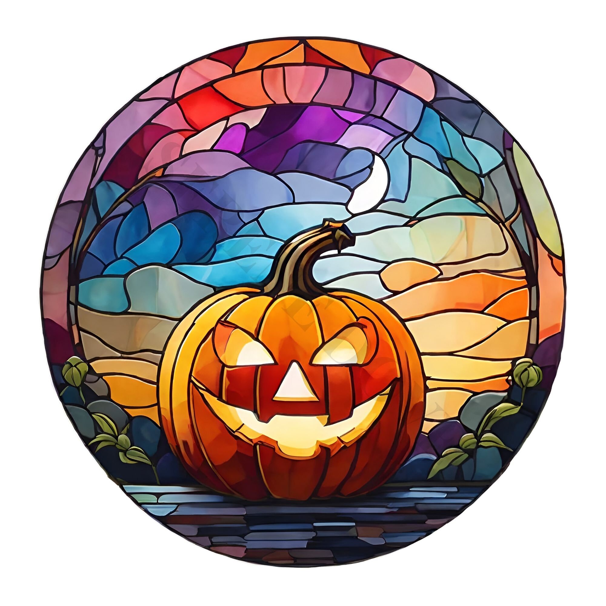 Stained Glass Pumpkin Clipart 12 High Quality Pngs Digital - Etsy